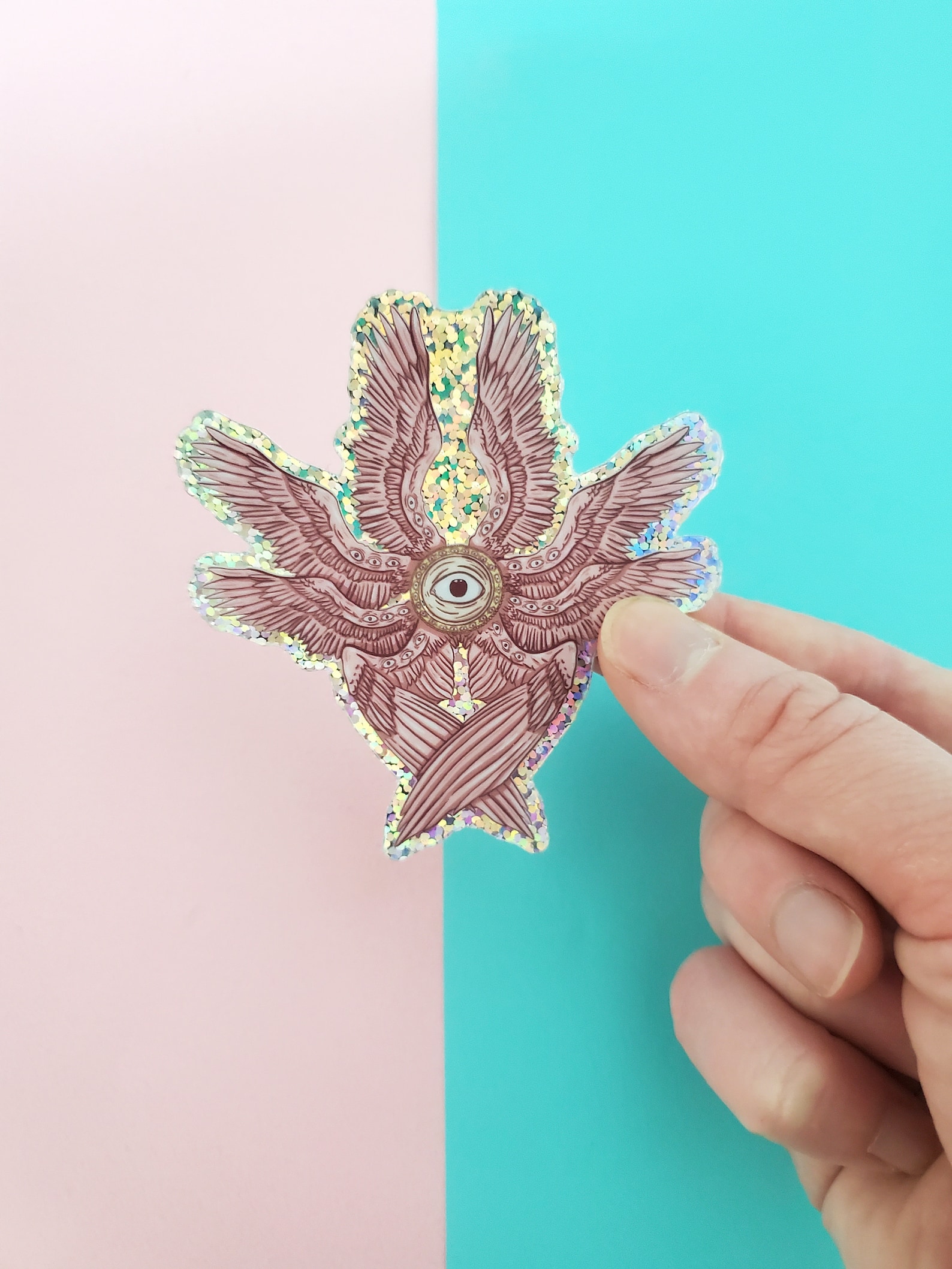 Biblically Accurate Angel Seraphim, Holographic Glitter Sticker - Etsy