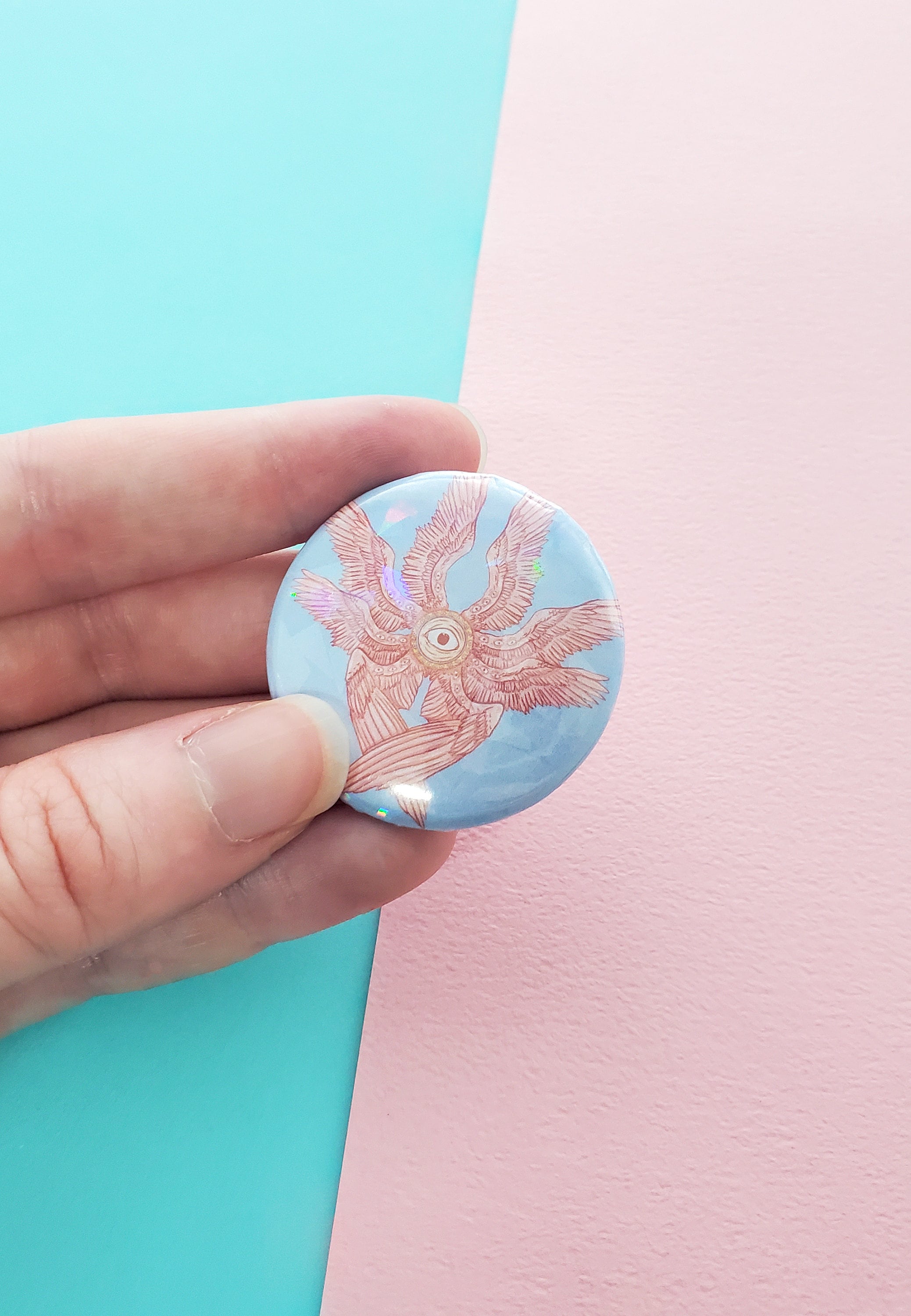 Biblically Accurate Angel Seraphim, Holographic Pinback Button - Etsy