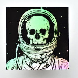 Holographic Astronaut in Space Sticker - Etsy
