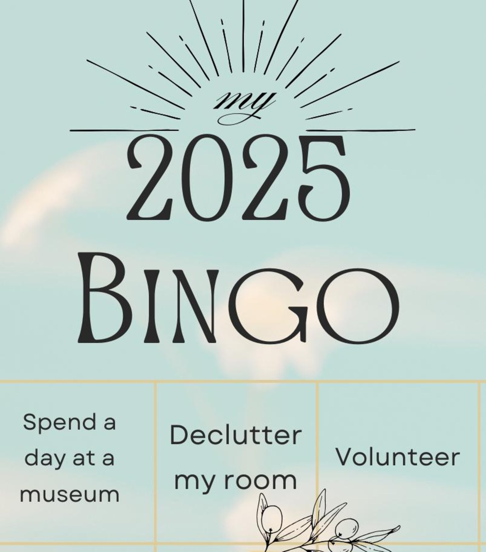 Mid-year Goals, Bingo Template for Personal Growth and Goals, Aesthetic ...