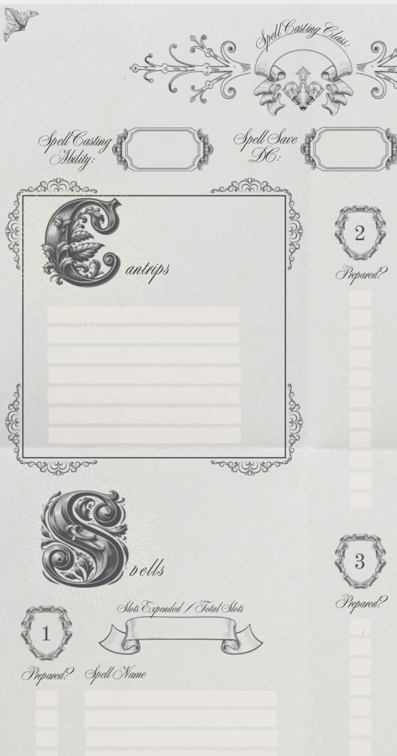 Fancy Character Sheet, Printable Dnd Character Sheet, Dark Academia Dnd ...