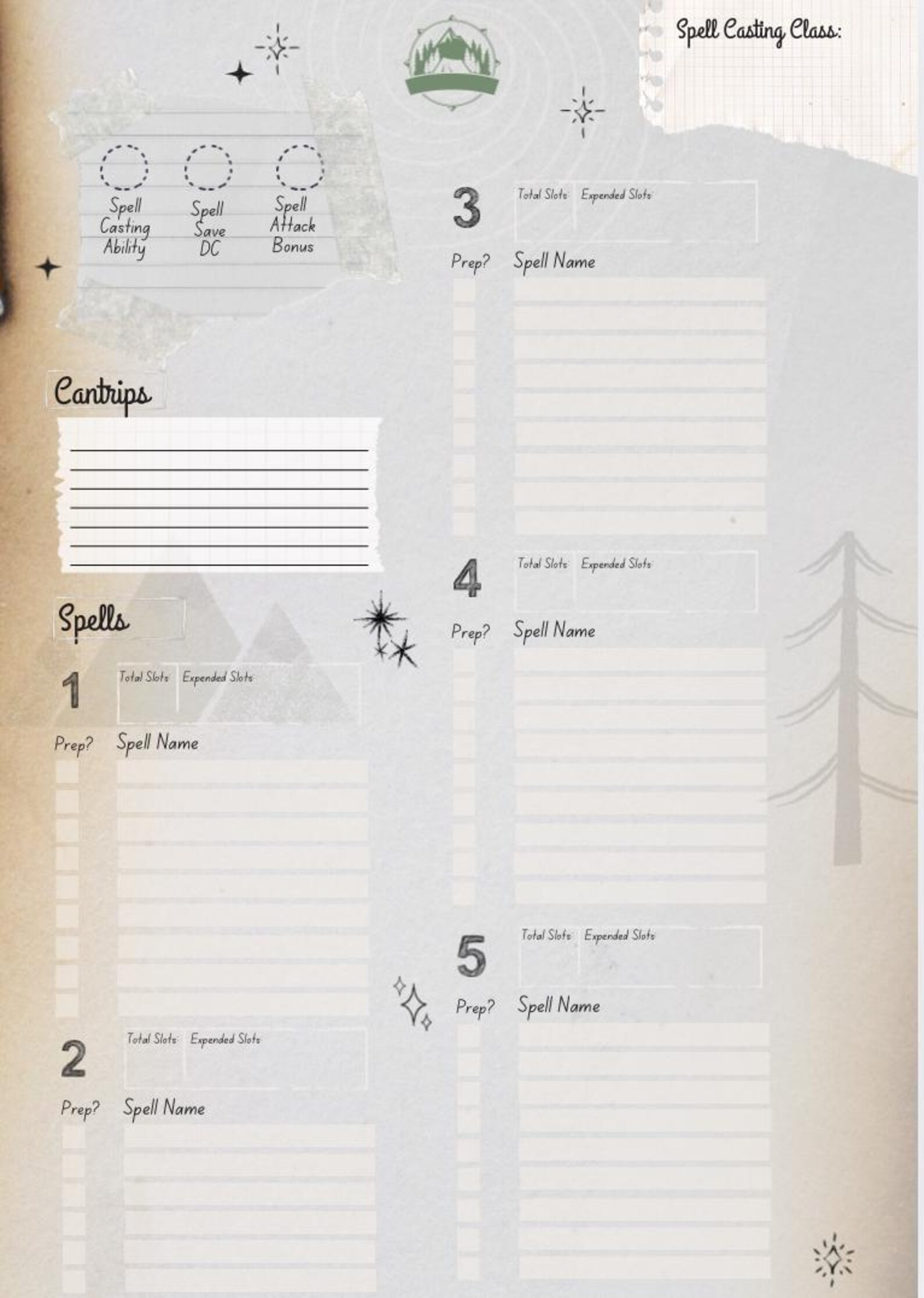 Improved Character Sheet Layout for Dnd, Themed Dnd Template, Summer ...