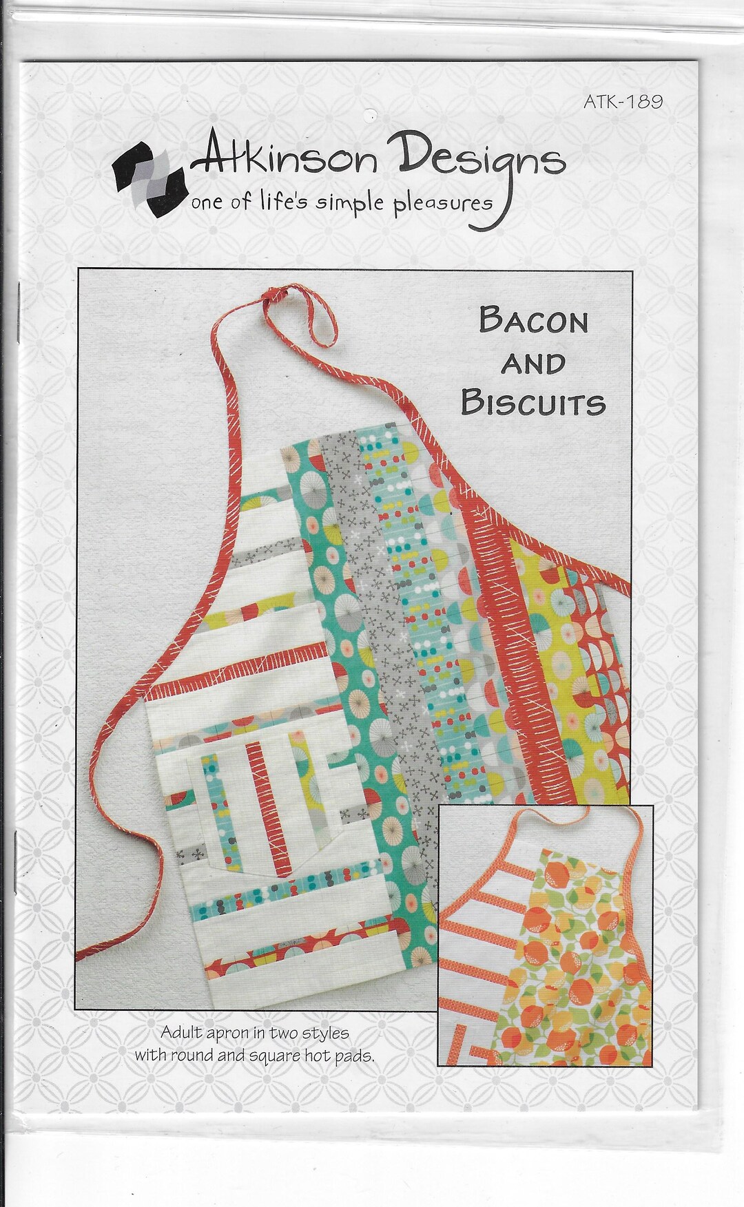 Bacon and Biscuits Atkinson Designs Apron Sewing Pattern, Adult Apron ...