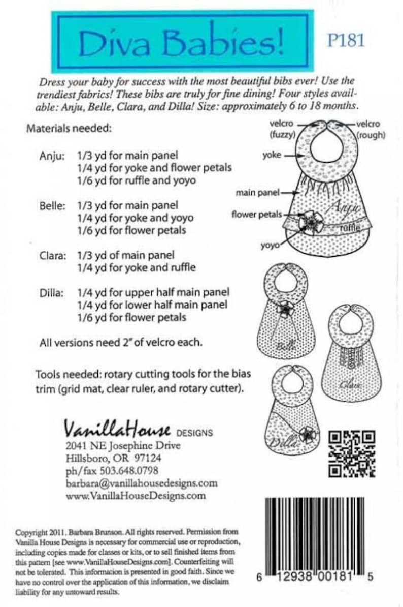Diva Babies Bibs Sewing Pattern Beautiful Baby Bibs by - Etsy