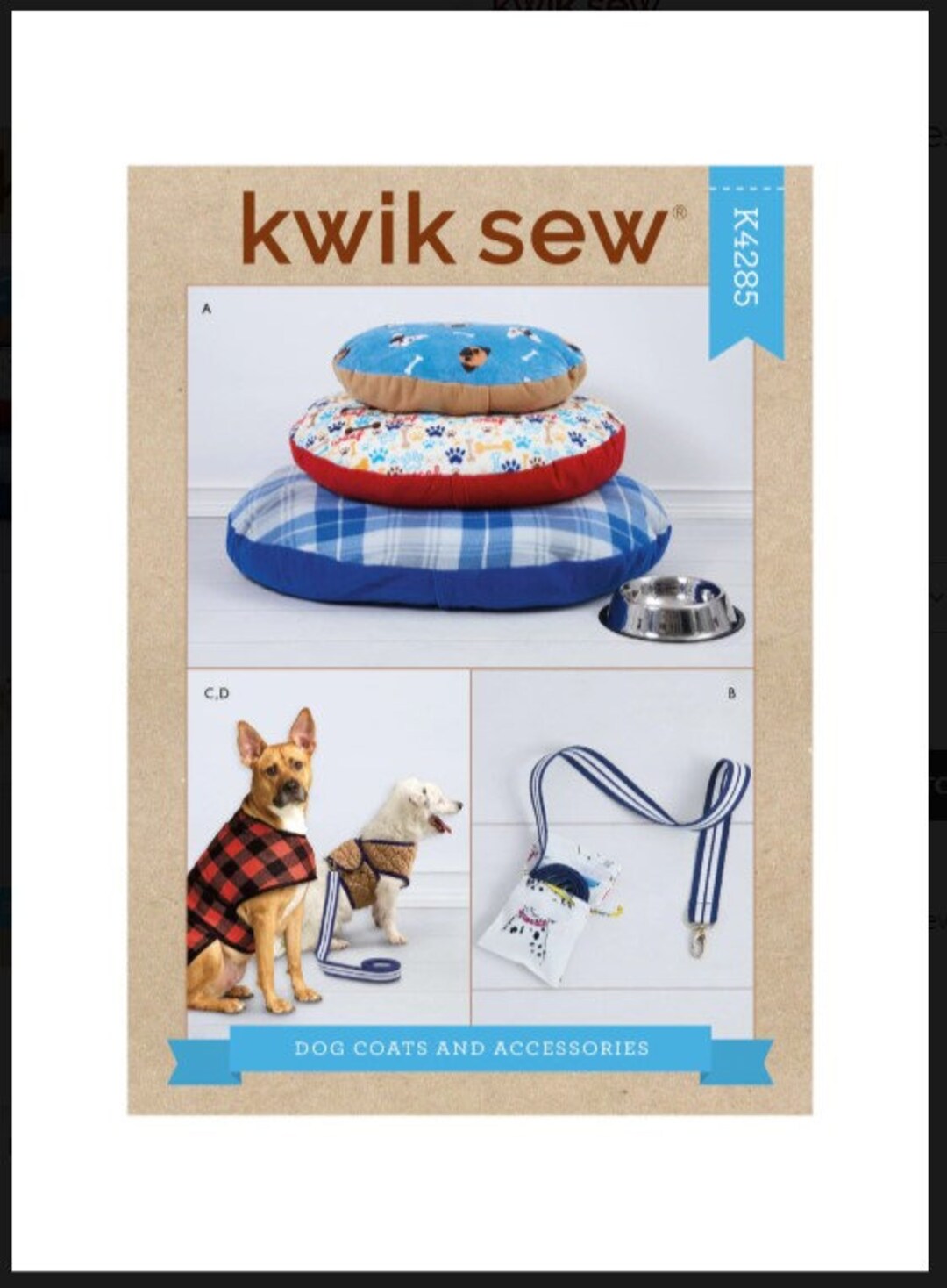 Kwik Sew Pattern 4285, New Uncut Sewing Pattern to Make Dog Beds, Leash ...