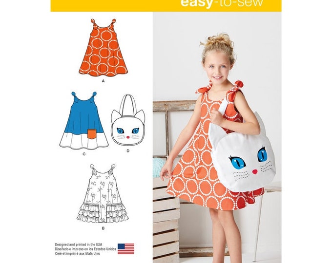 Simplicity Pattern 8102 Child's Easy-to-sew Sundress and Kitty Tote ...