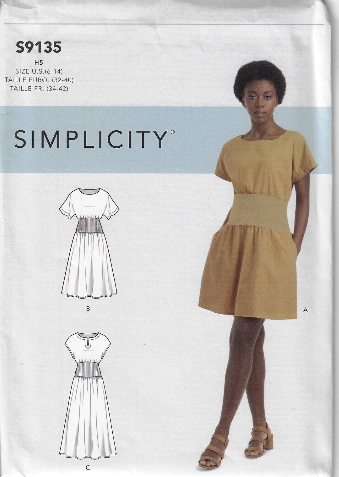 Simplicity 9135, Sewing Pattern, Misses Dresses With Knit Midriff, Full ...
