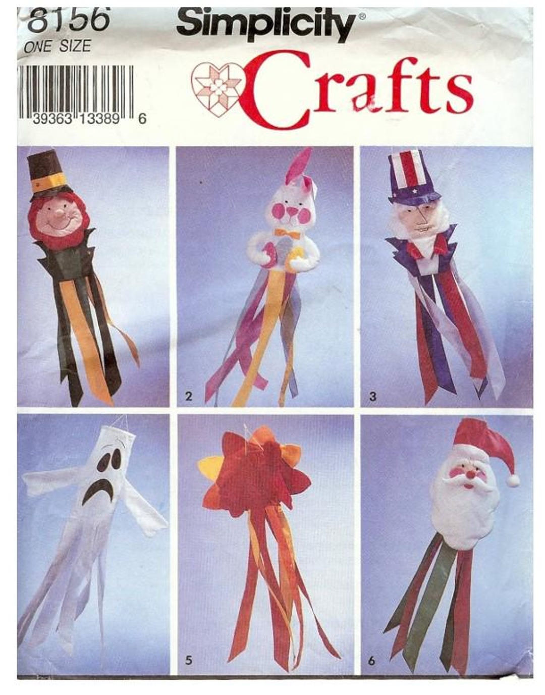 Simplicity 8156, Sewing Pattern, Holiday Windsocks, Pattern From 1992 ...