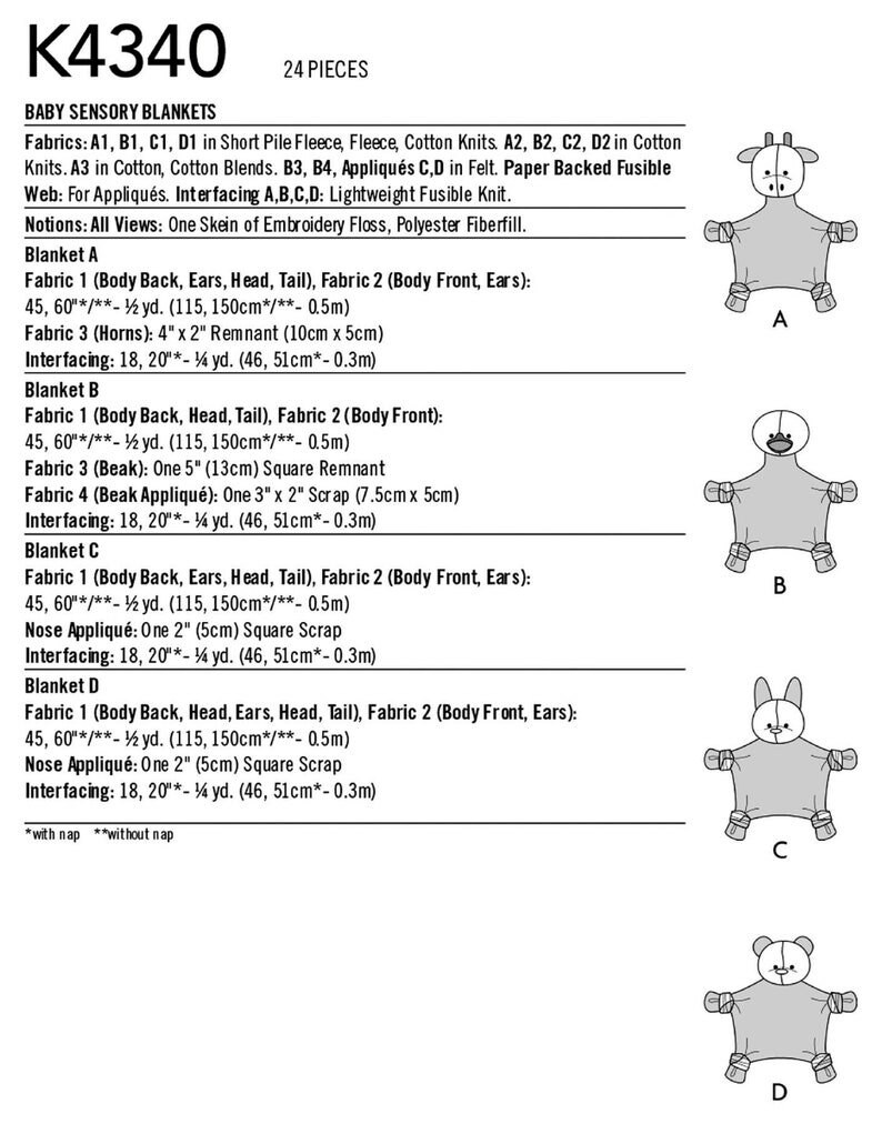 Simplicity 9427, Baby Sensory Blankets, Sewing Pattern, New Uncut ...