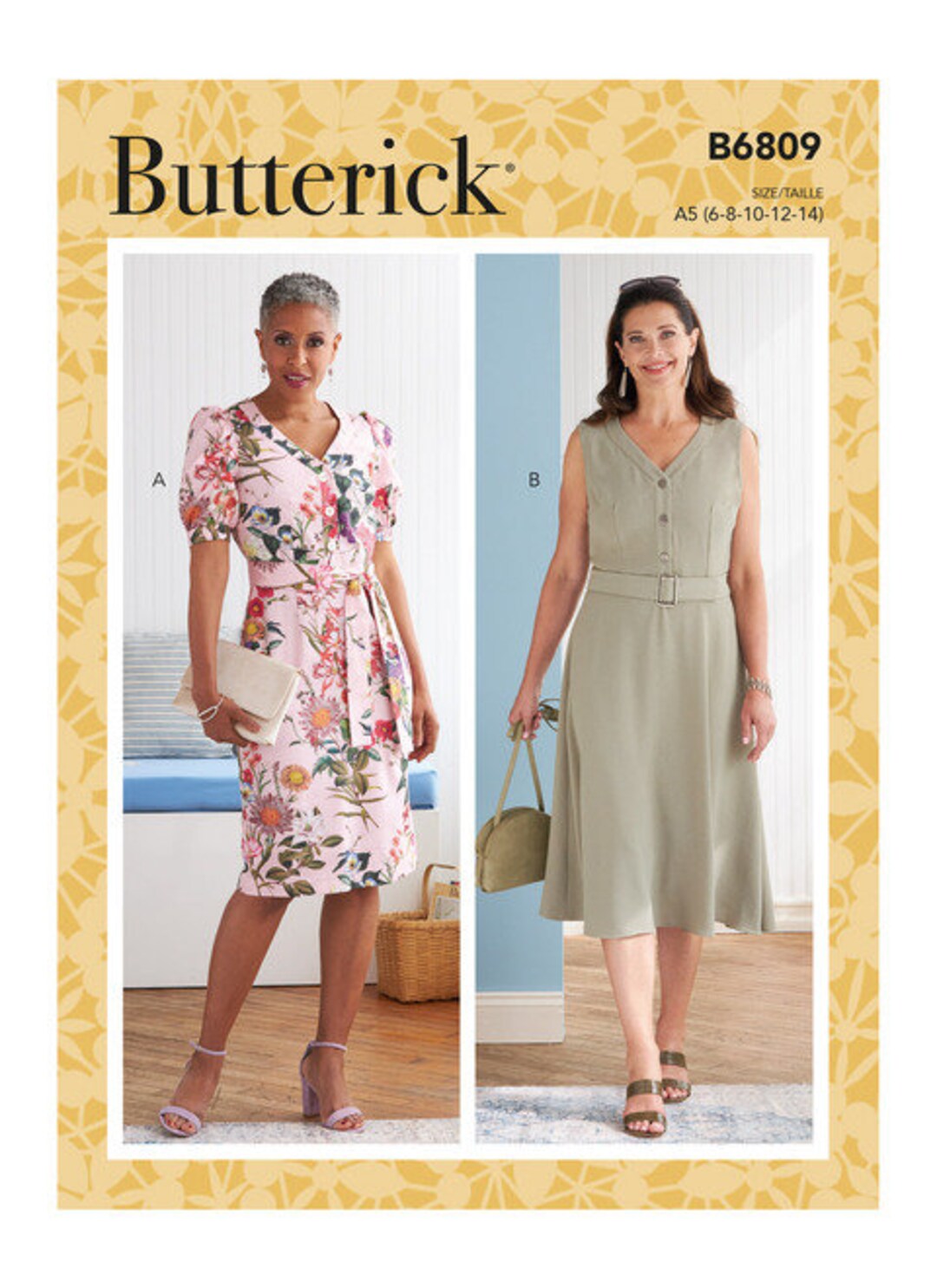 Butterick 6809 Misses' Dress, Sash & Belt With A/B, C, D, DD Bust Cup ...