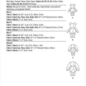 Simplicity 9306 Stuffed Animals Sewing Pattern: Bear and Bunny - Etsy