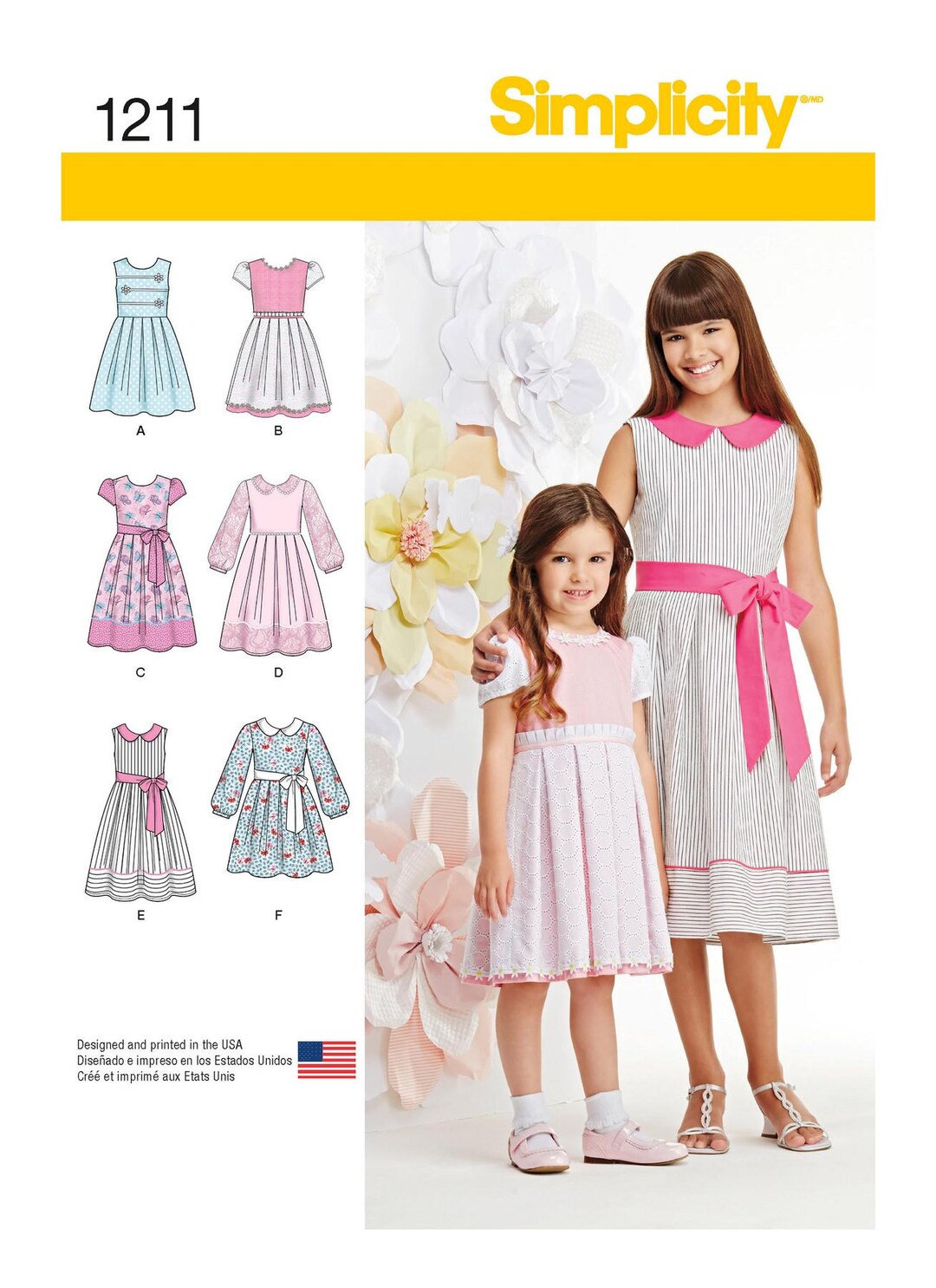 Simplicity 1211 Sewing Pattern Child's & Girls' Dress in Two Lengths ...