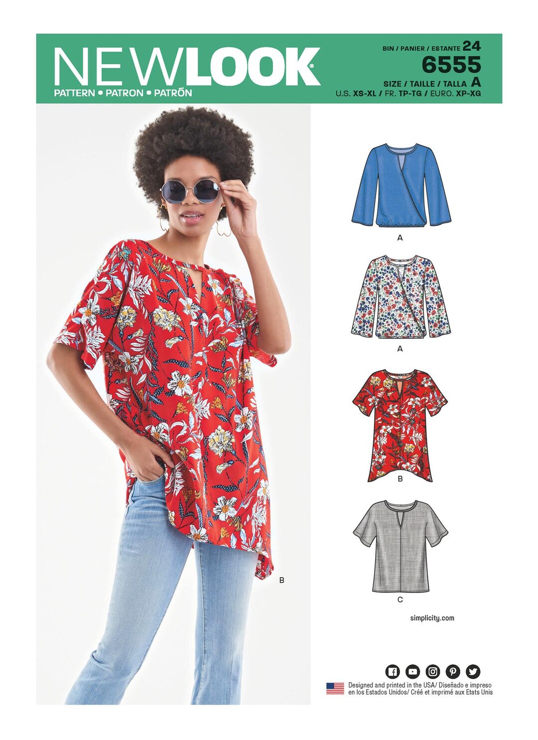 New Look 6555 Sewing Pattern Misses' Keyhole Shirt, Size XS-XL, New ...