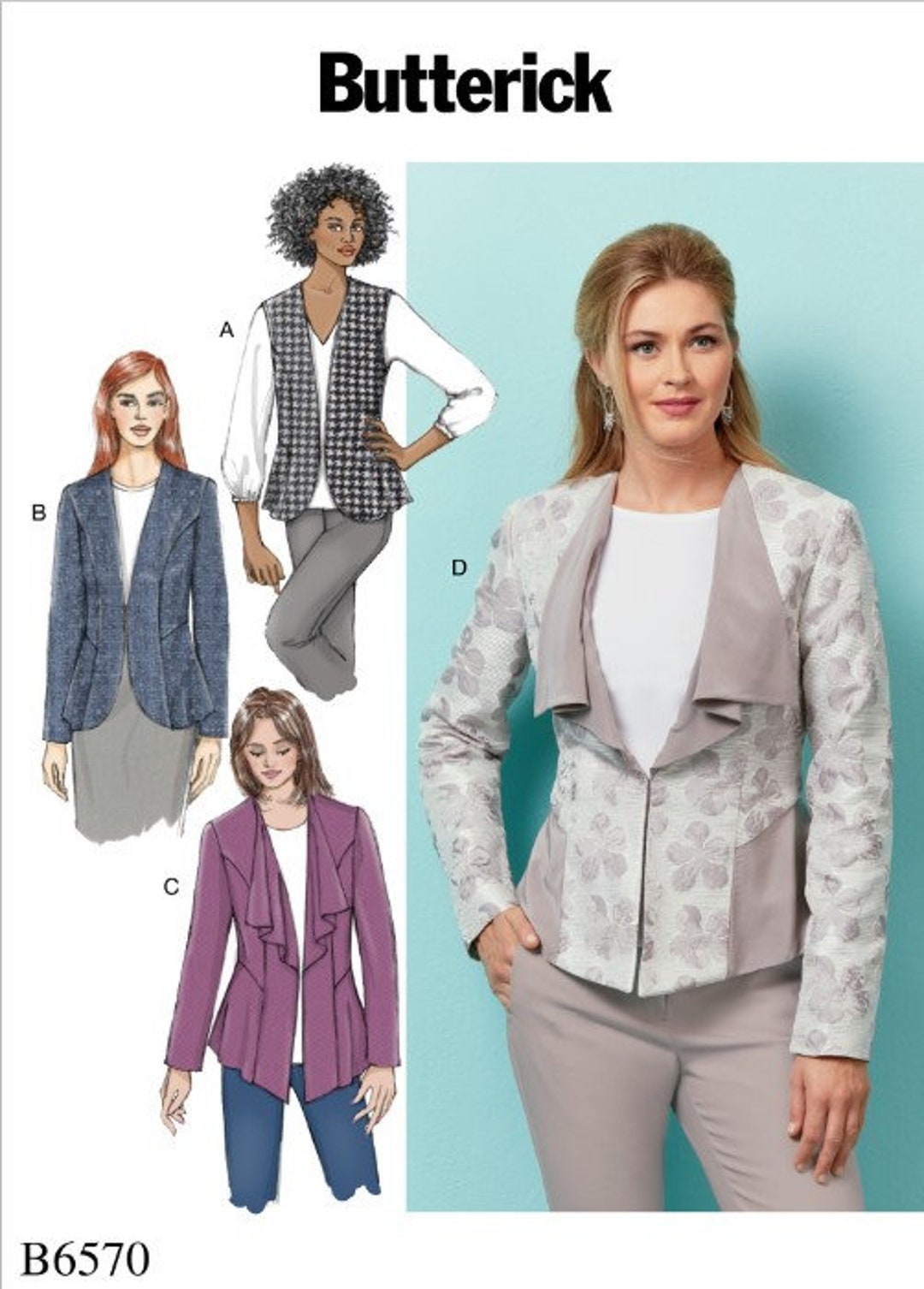 Butterick 6570 Sewing Pattern, Misses Vest and Jacket, New Uncut ...