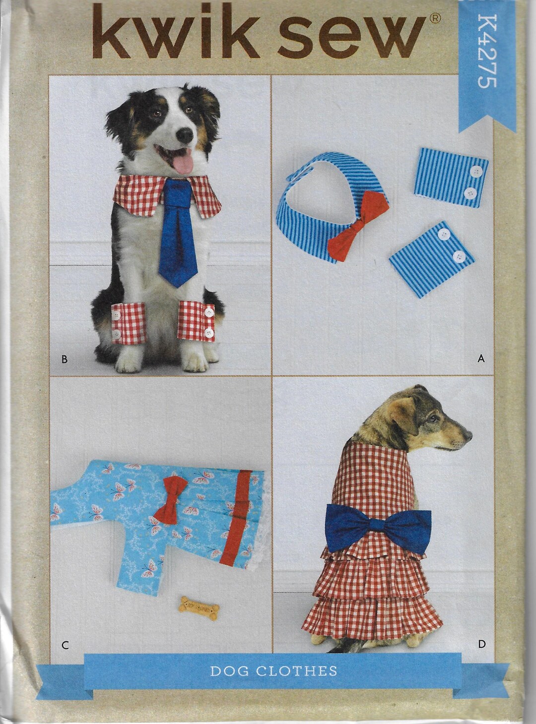 Kwik Sew 4275, Dog Clothes Sewing Pattern, Size XS-XL, Collars, Cuffs ...
