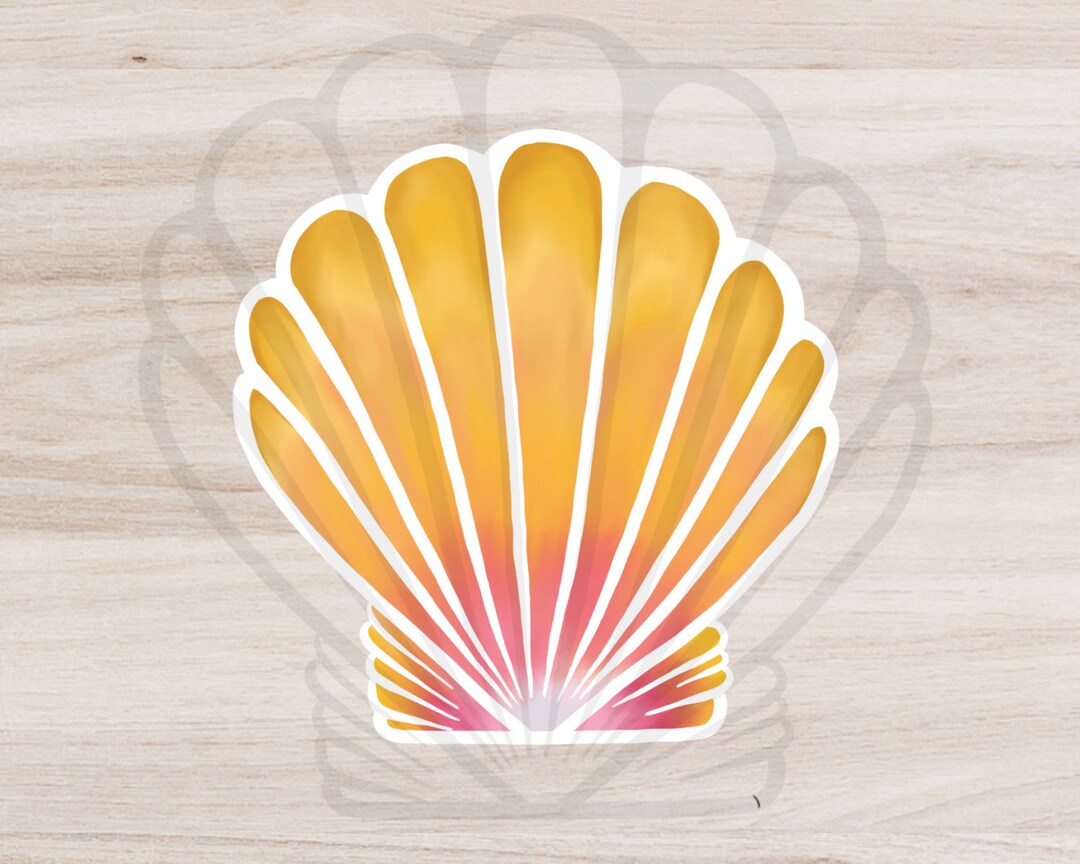 Doodle Sunrise Shell Sticker - Etsy
