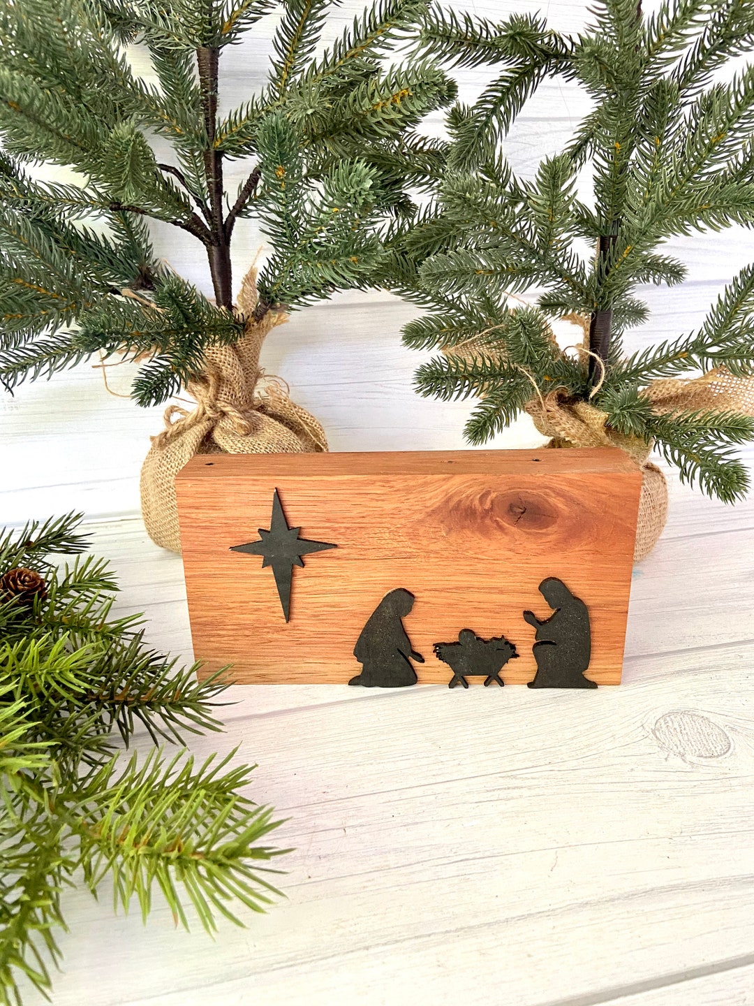 Wood Nativity Block, Christmas, Reclaimed Wood, Handmade, Home Decor - Etsy