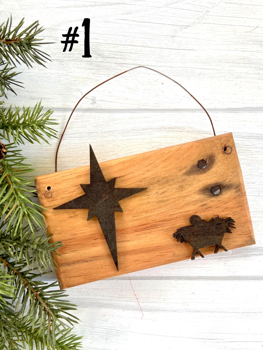Small Wood Nativity Ornament rectangle Christmas Decor - Etsy