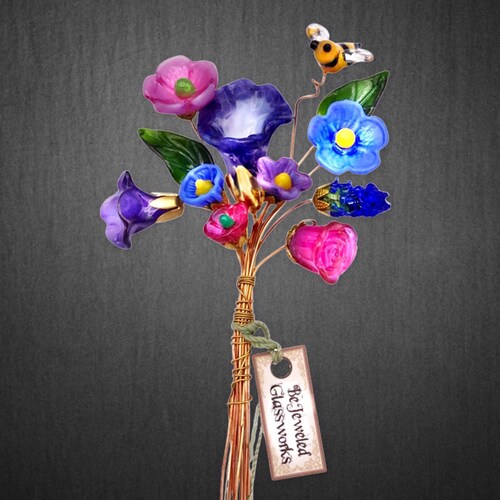 Violet and Fuchsia Designer Bouquet Lampwork Flowers - Etsy