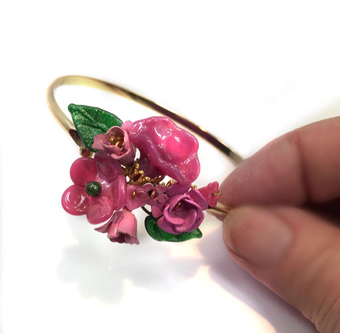 Flower Bangle Bracelet - Etsy