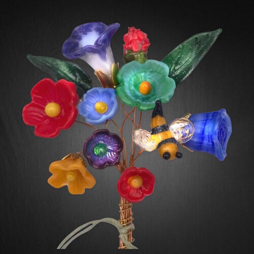 Violet and Fuchsia Designer Bouquet Lampwork Flowers - Etsy