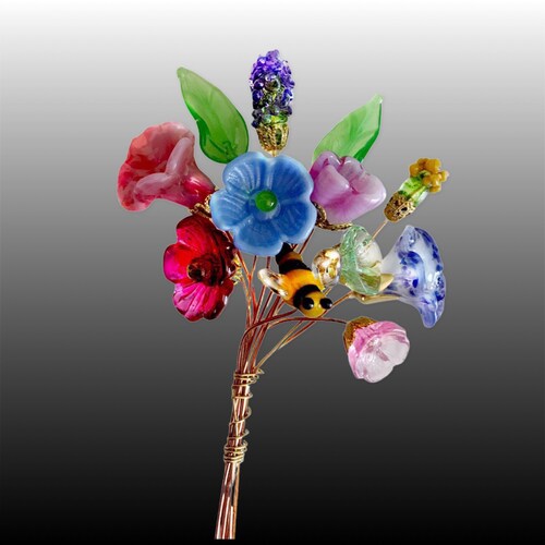 Violet and Fuchsia Designer Bouquet Lampwork Flowers - Etsy
