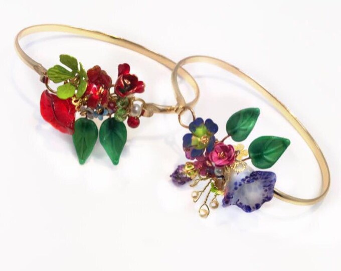 Flower Bangle Bracelet - Etsy
