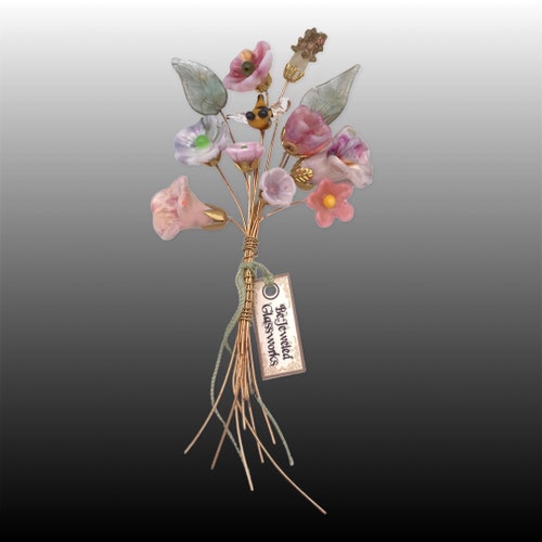 Violet and Fuchsia Designer Bouquet Lampwork Flowers - Etsy