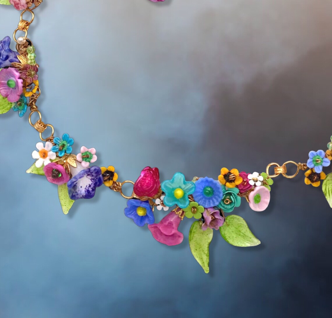 Wildflower Garden Flower Necklace - Etsy