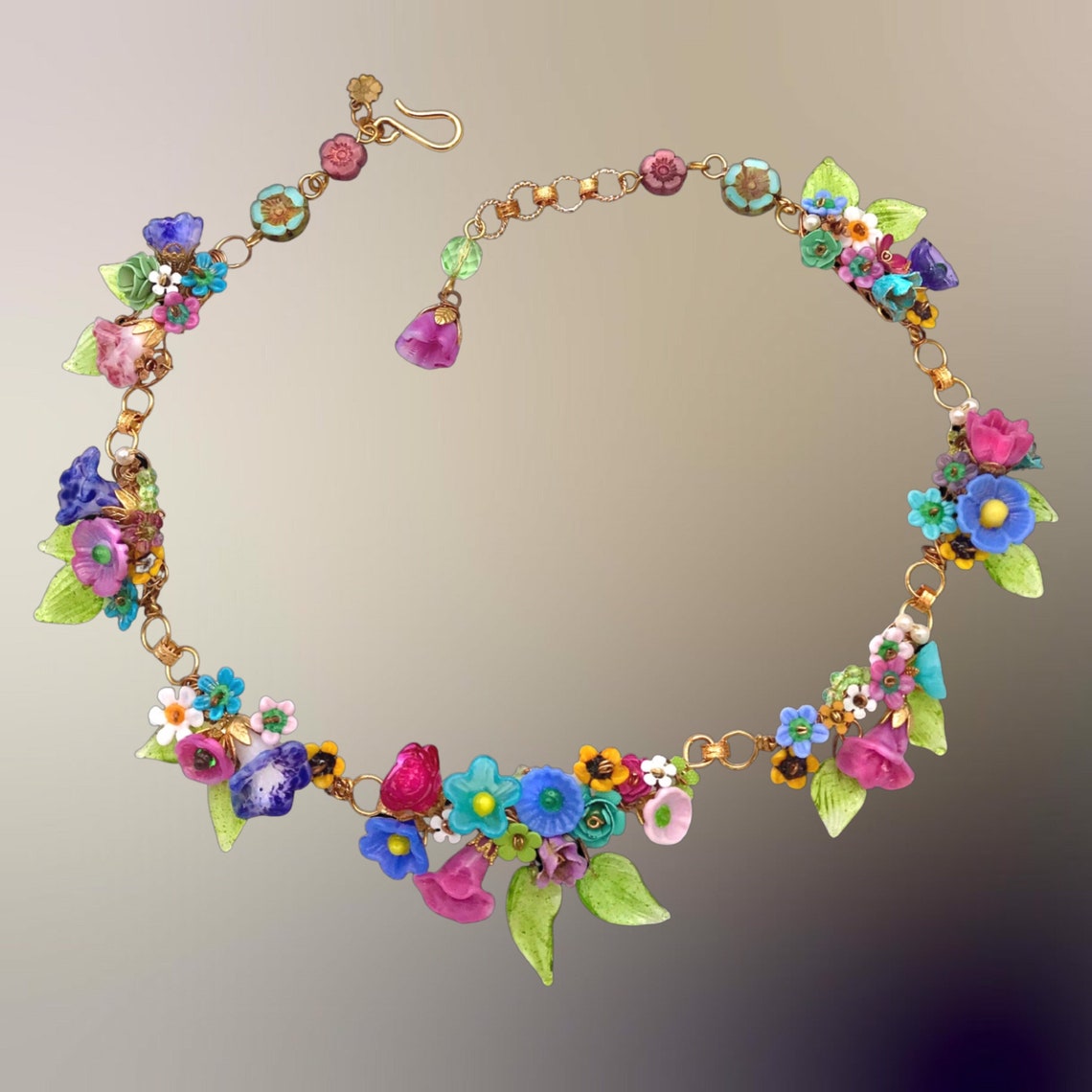 Wildflower Garden Flower Necklace - Etsy