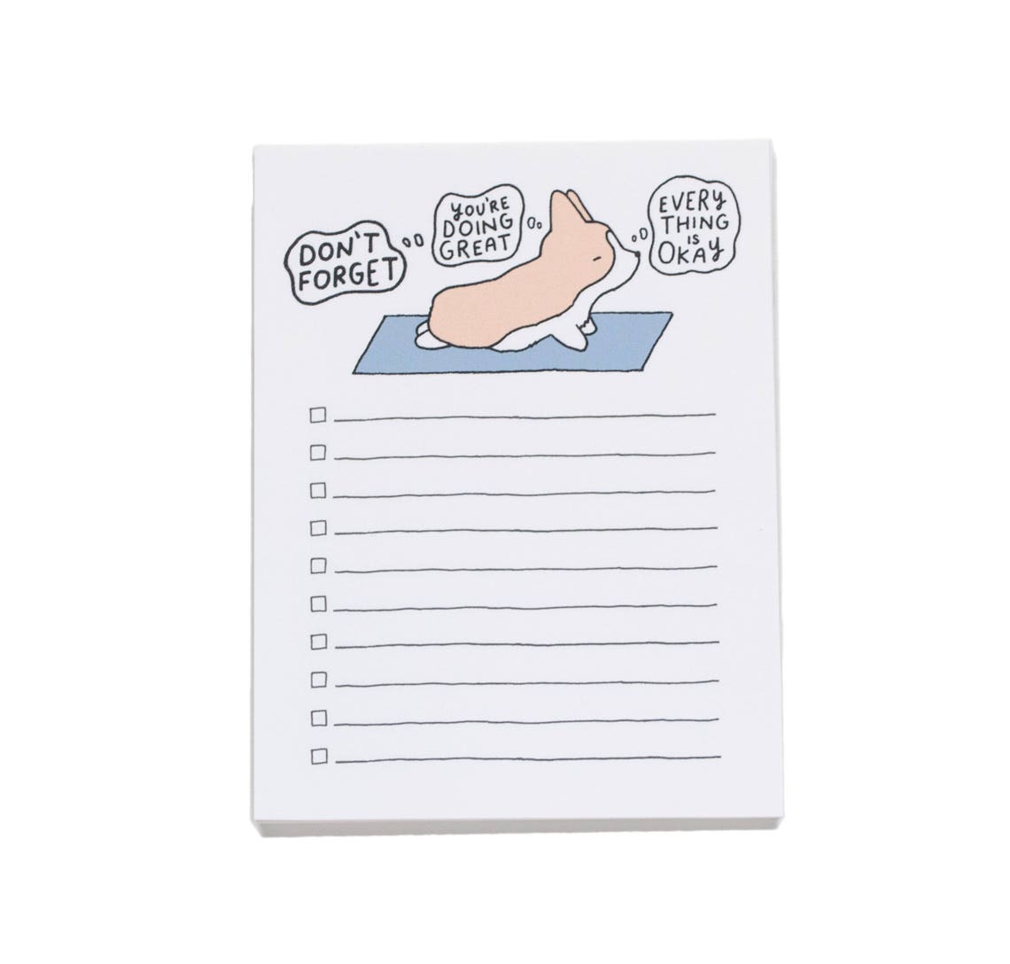 Don't Forget Notepad Motivational Notepad Corgi Yoga - Etsy