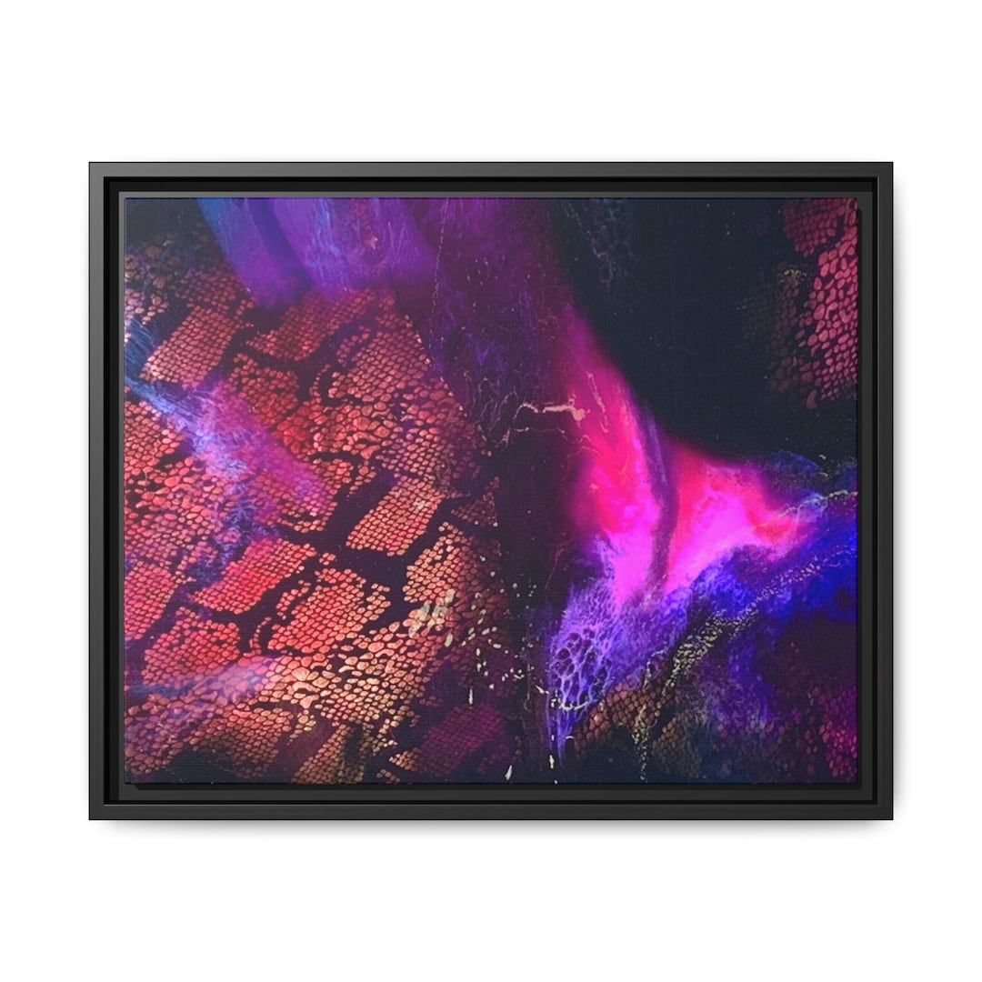 AURORA - Abstract Neon Snake Skin Canvas Framed | Matte Wall Art - Etsy
