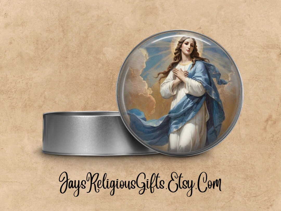 The Immaculate Conception Rosary Box Catholic Patron Saint Pill Box ...