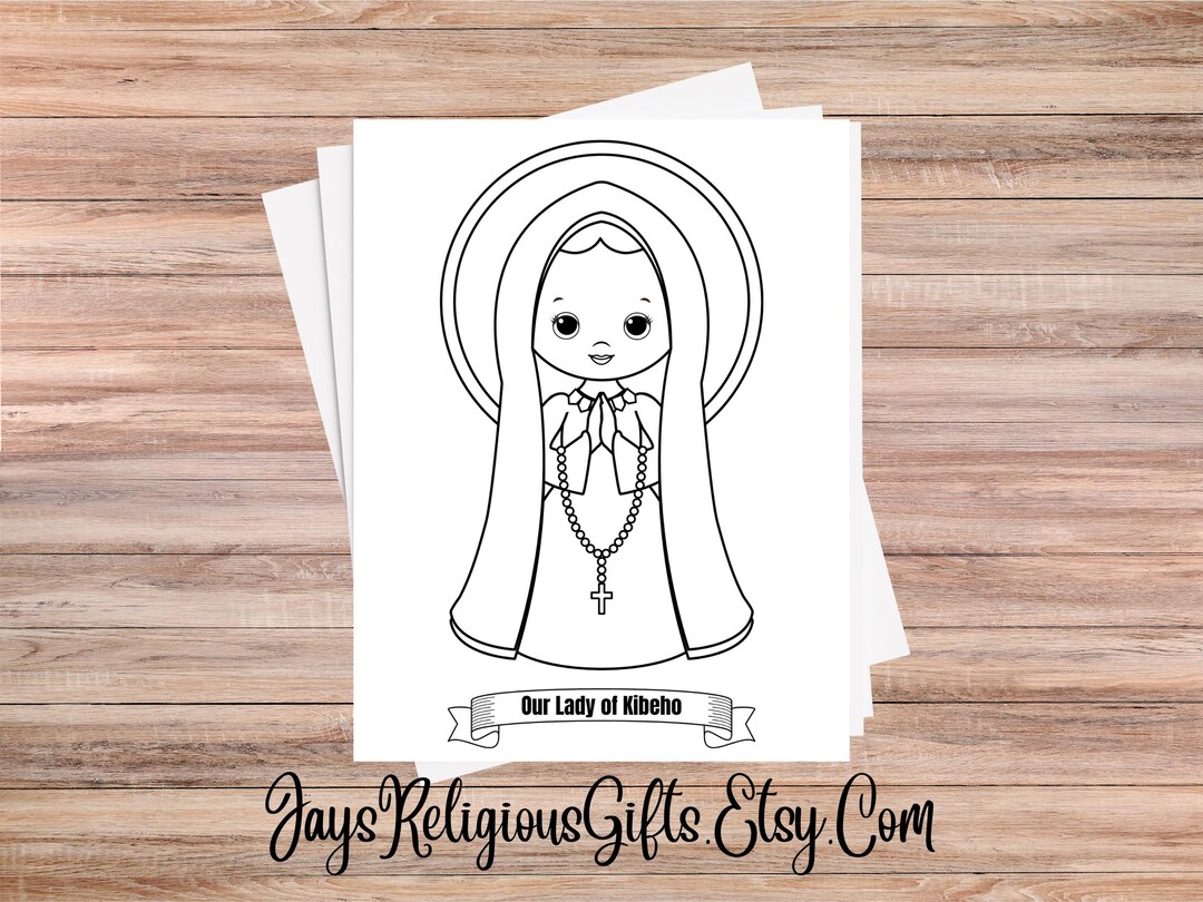 Our Lady of Kibeho Coloring Page for Children - Religious PNG Digital ...