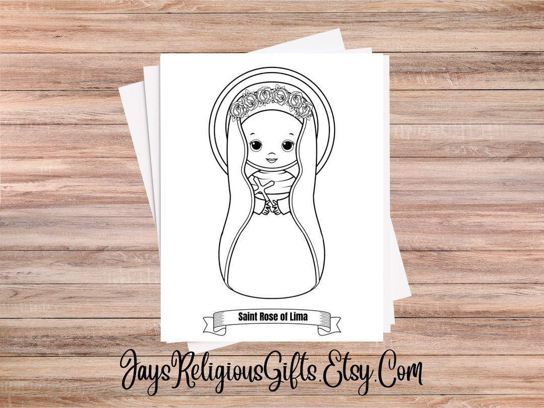 BUNDLE Saint Rose of Lima Coloring Page for Children - Religious PNG ...