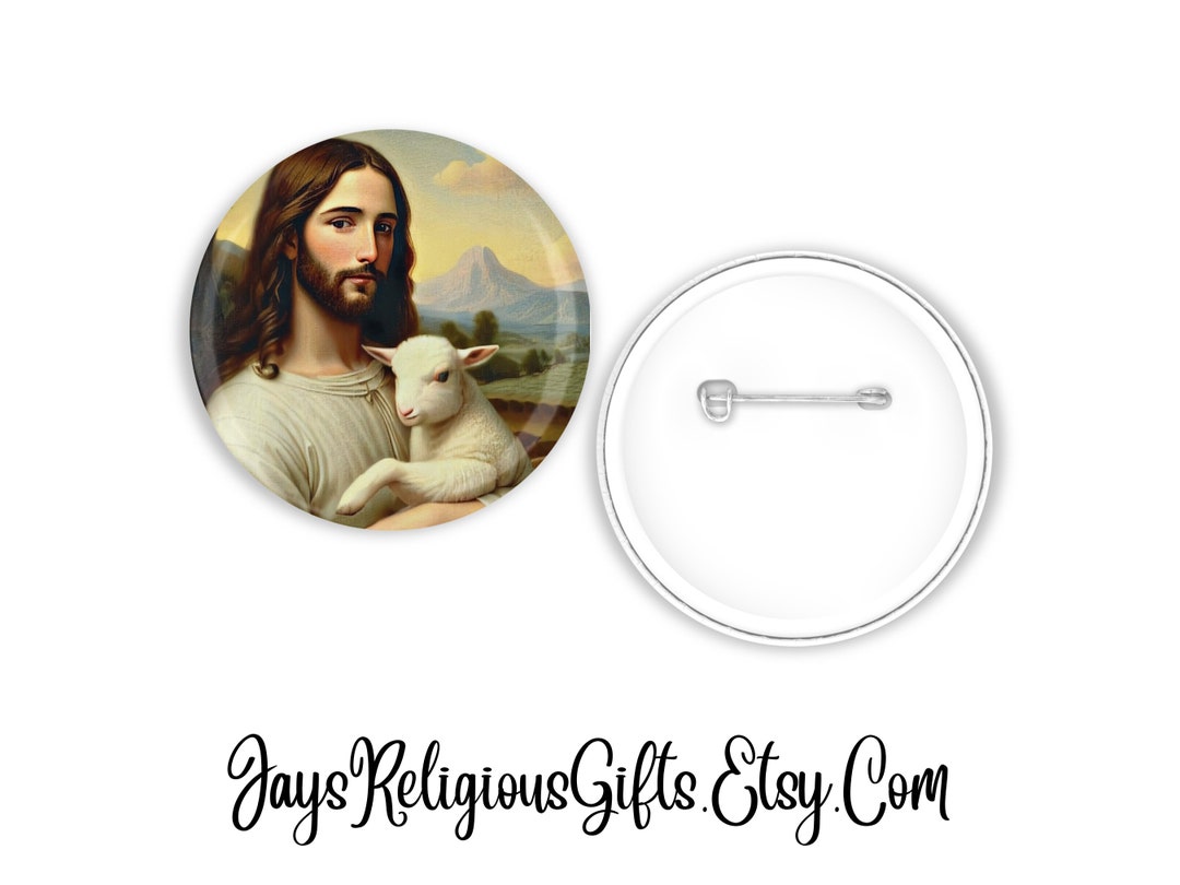 Jesus the Good Shepherd Acrylic Button Pin - Catholic Patron Saint ...