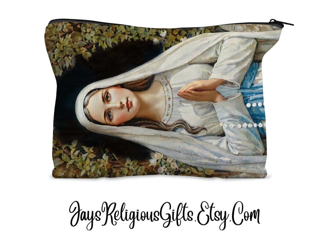 Our Lady of Lourdes Rosary Pouch - Custom Zippered Case for Her ...