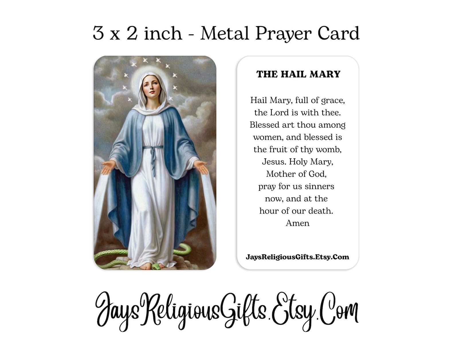 Our Lady of Grace Hail Mary Metal Prayer Card - Catholic Wallet Prayer ...