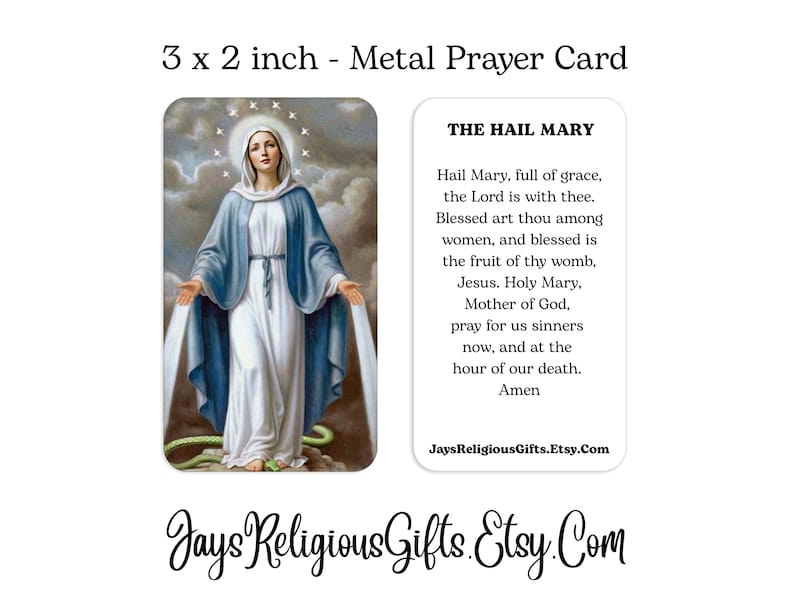 Our Lady of Grace Hail Mary Metal Prayer Card - Catholic Wallet Prayer ...