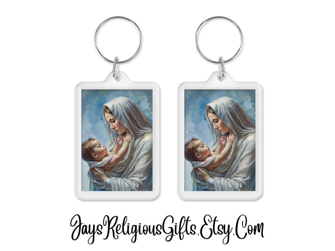 Blessed Virgin Mary With Baby Jesus Acrylic Keychain - Catholic Key ...