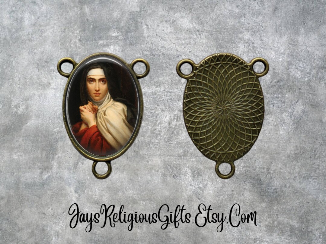 LARGE - Bronze or Silver - Saint Teresa of Avila Rosary Centerpiece ...