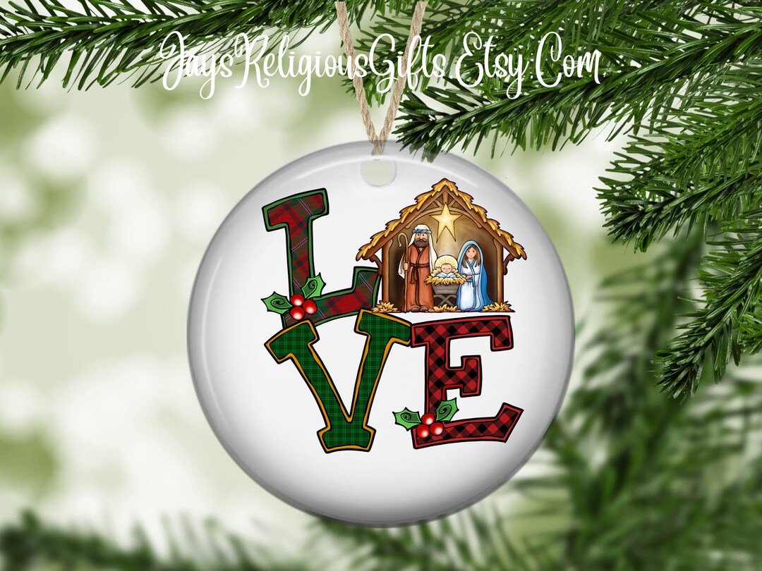 Christmas Love Nativity Scene Acrylic Ornament Catholic Patron Saint ...