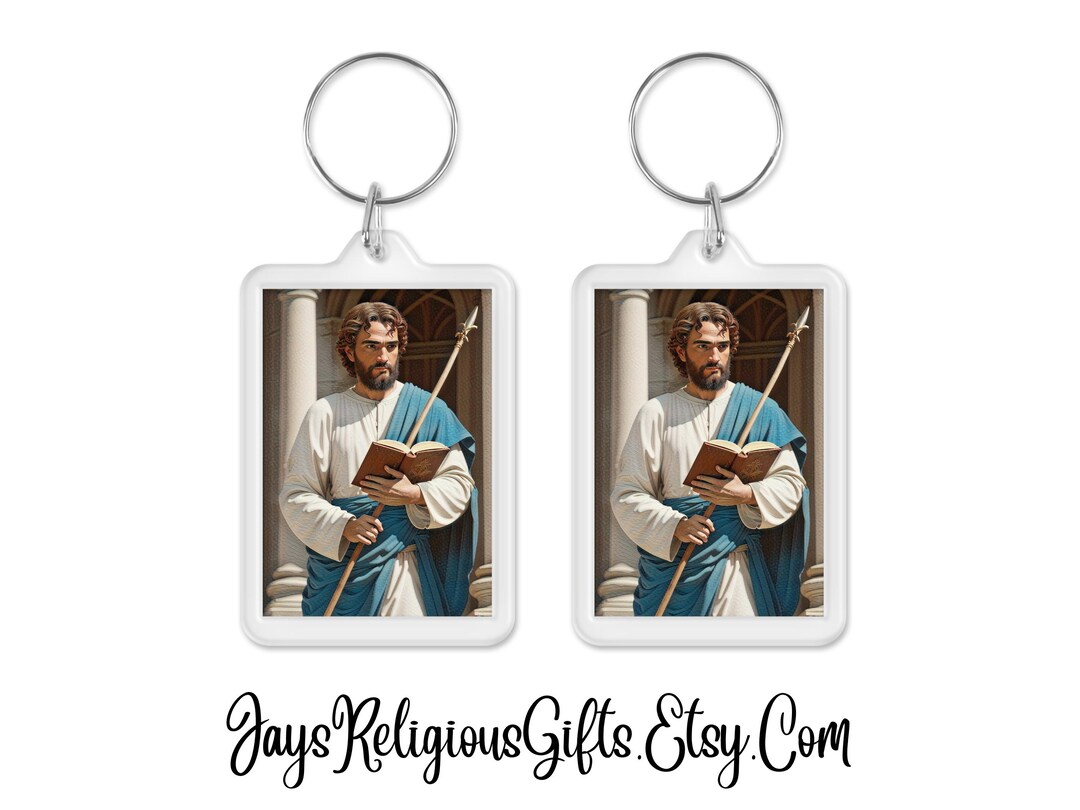 Saint Thomas the Apostle Acrylic Keychain - Catholic Key Chain Keyring ...