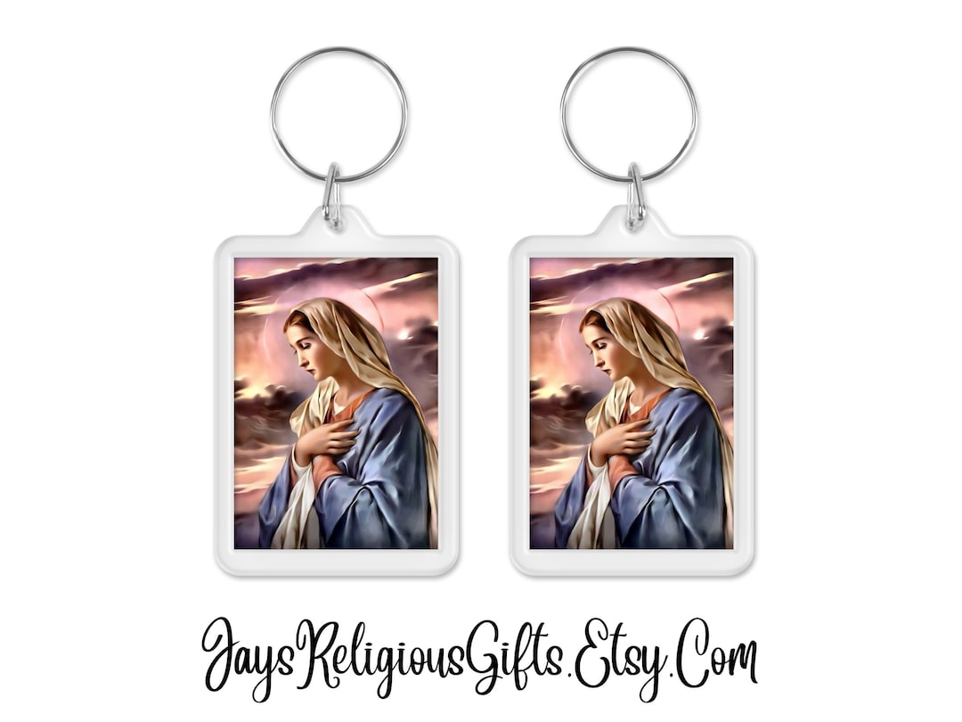 Blessed Virgin Mother Mary Acrylic Keychain - Catholic Key Chain ...