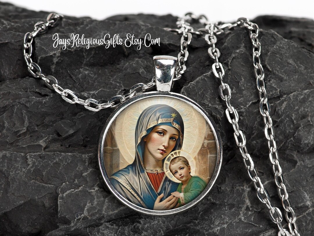 Our Lady of Perpetual Help Silver Necklace - Catholic Patron Saint ...