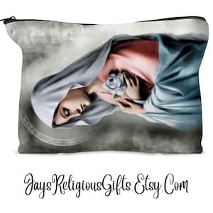 Blessed Virgin Mary With Rose Rosary Pouch - Custom Zippered Case for ...
