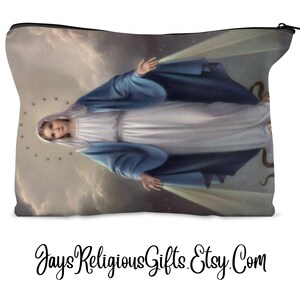 Our Lady of Grace Rosary Pouch - Custom Zippered Canvas Case for Her ...