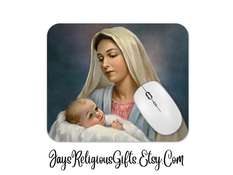 Blessed Virgin Mother Mary With Jesus Large Mousepad - Catholic Saint ...