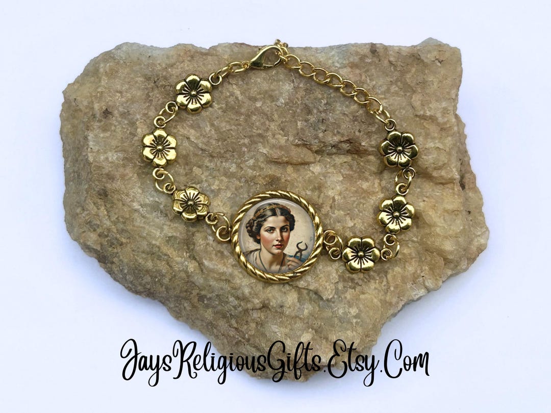 Bronze or Gold - Saint Apollonia Flower Bracelet - Catholic Rosary ...