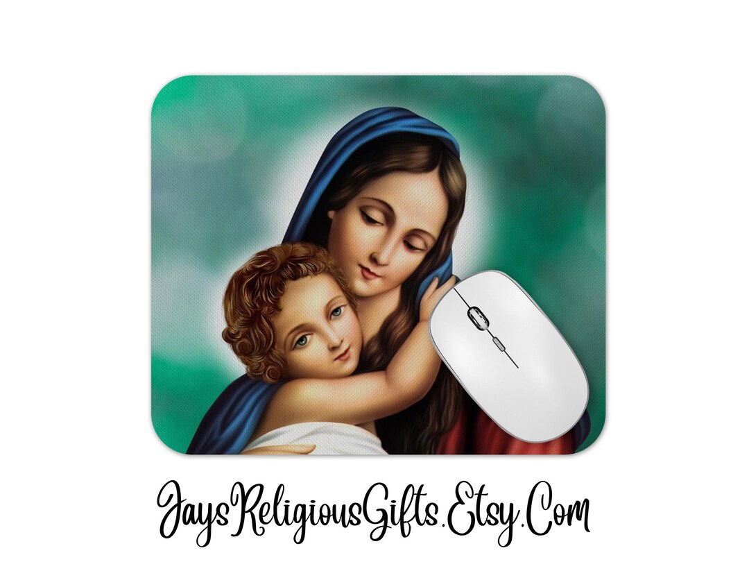 Blessed Virgin Mother Mary With Jesus Large Mousepad - Catholic Saint ...